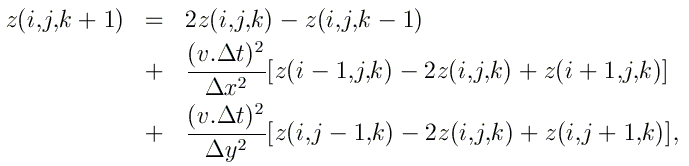 Résolution de l'équation d'onde en 2-D par différences finies