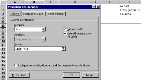 Excel : La validation des données